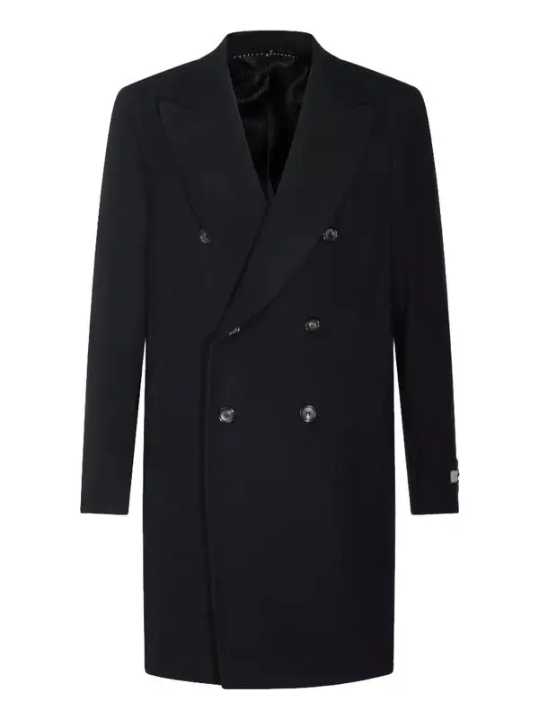 Canali Double-breasted Peak-lapels Coat - Blue