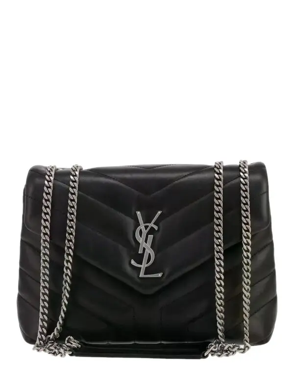 Saint Laurent Loulou Chevron Quilted Shoulder Bag - Black