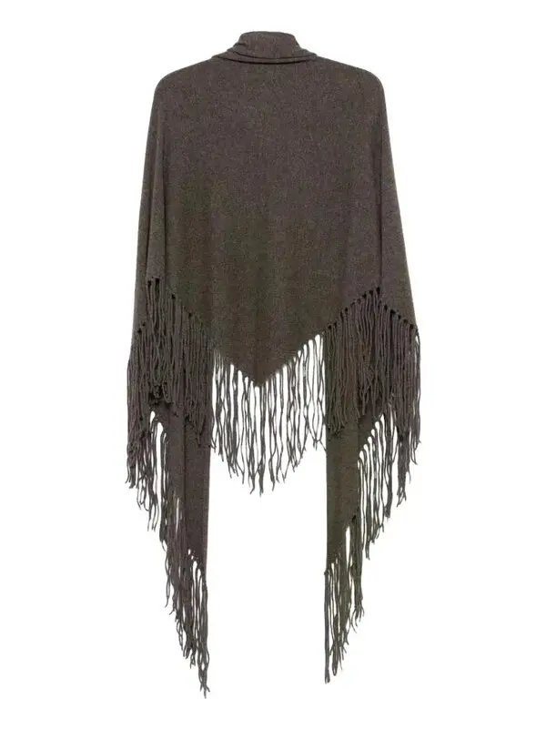 VANISE Fringe-trim Cashmere Cape - Brown