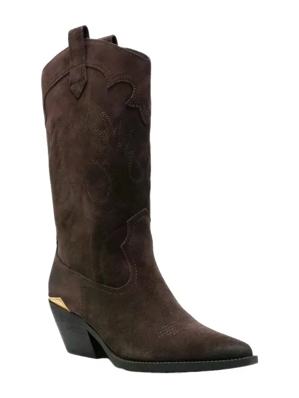 Liu Jo Embroidered Leather Boots - Brown