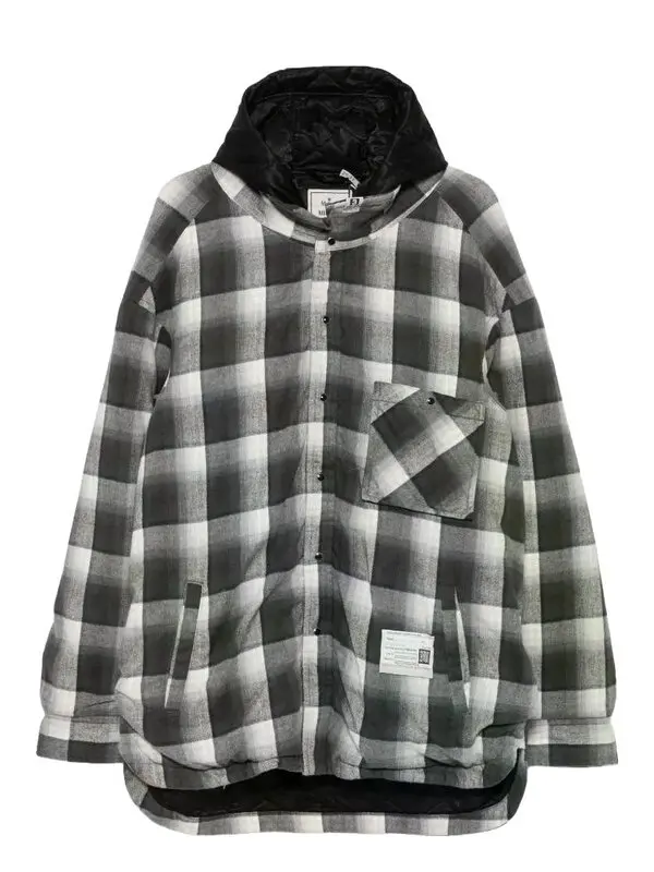 Mihara Yasuhiro Check-pattern Hooded Jacket - Black