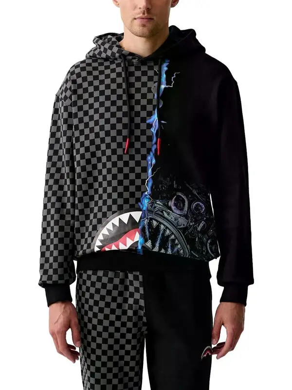 SPRAYGROUND Checkerboard-print Graphic-print Hoodie - Black