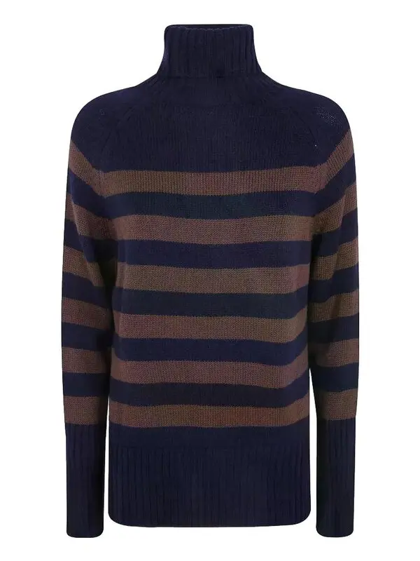 BASE Striped Roll-neck Knit - Blue