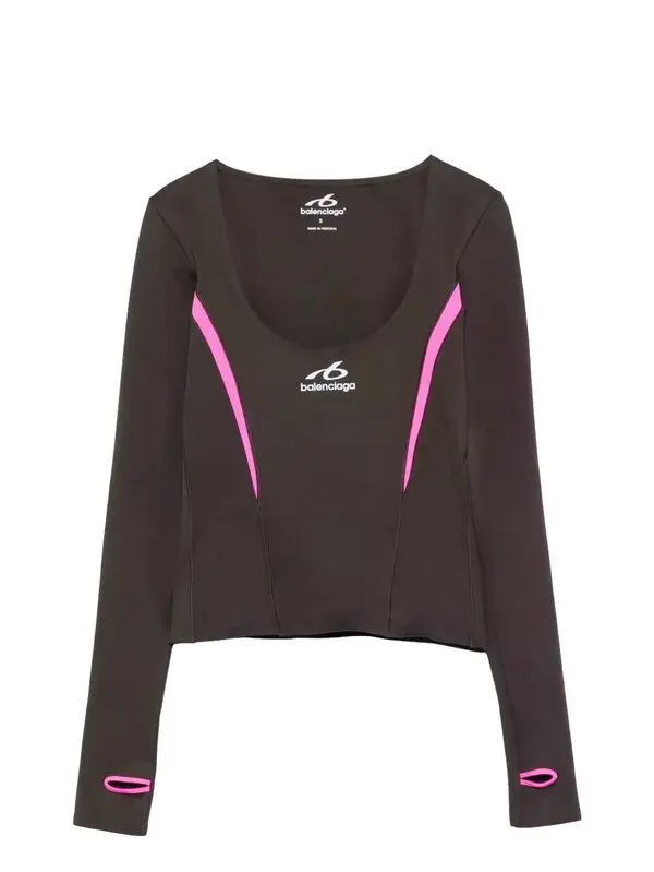 Balenciaga Fitted Long Sleeve Top - Brown