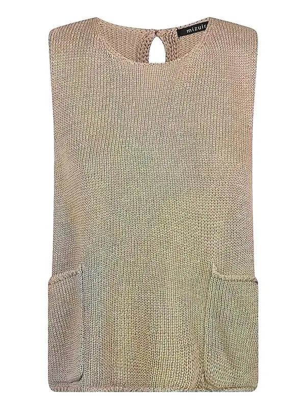 Mizuiro Ind Tape-yarn Knit Vest - Neutrals