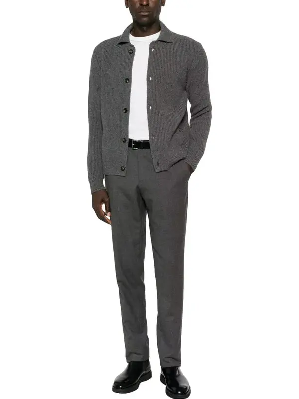 ZANONE Ribbed-knit Button-up Cardigan - Grey