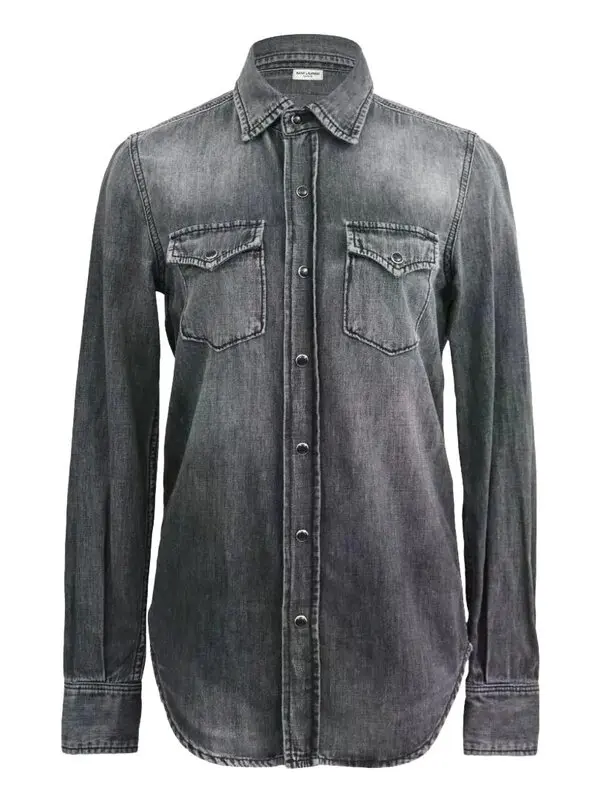 Saint Laurent Washed Denim Shirt - Grey