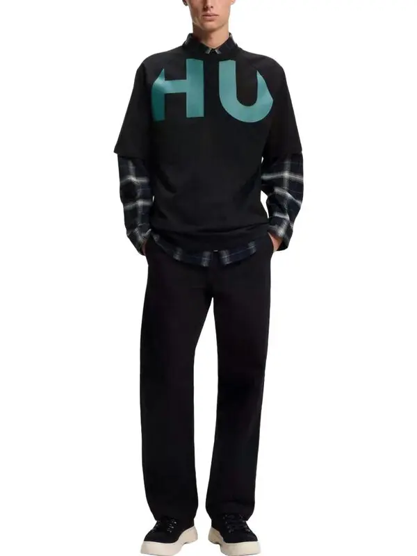 Hugo Large-logo T-shirt In Cotton Jersey - Black
