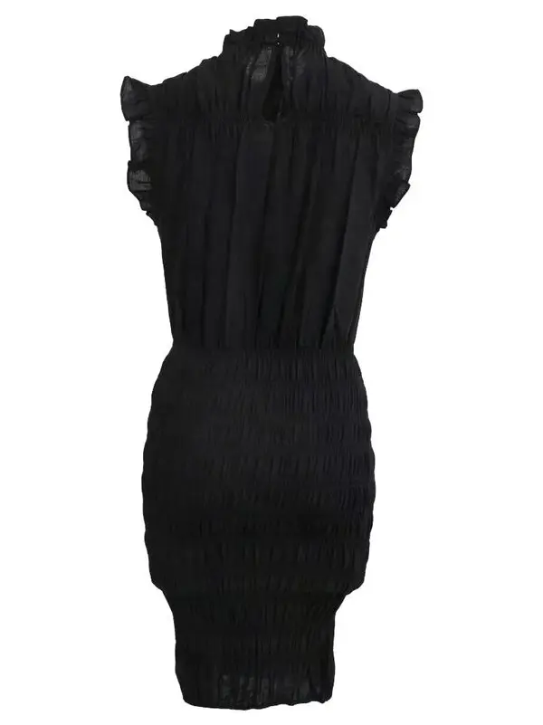 Maje Mock Neck Shirred Dress - Black