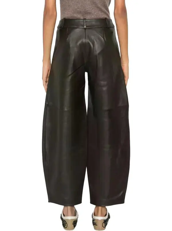 Co Wide-leg Leather Trousers - Brown