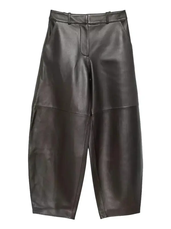 Co Wide-leg Leather Trousers - Brown