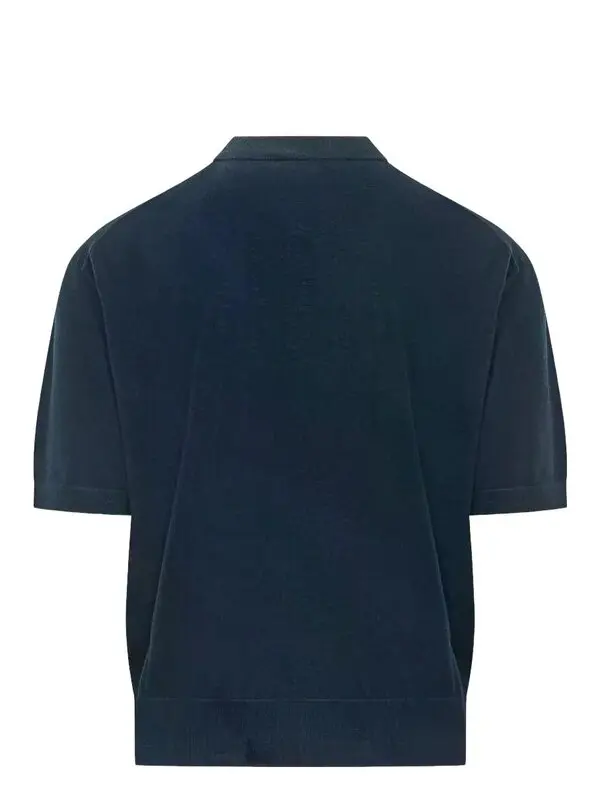 LANEUS Knitted Short-sleeve T-shirt - Blue