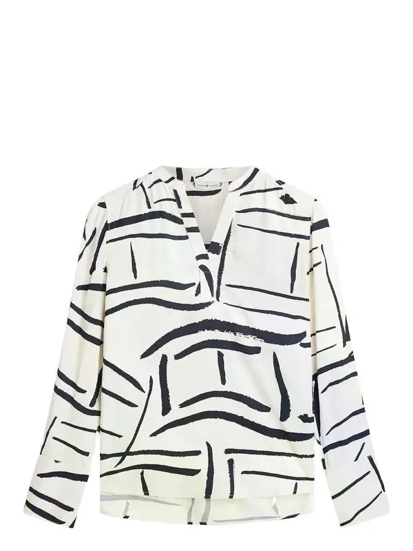 Tommy Hilfiger Th Monogram Print V-neck Blouse - White