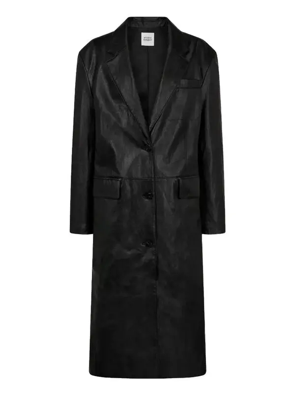STUDIO TOMBOY Single-breasted Faux-leather Coat - Black