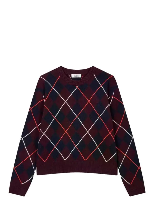 STUDIO TOMBOY Argyle-pattern Knit Pullover - Purple