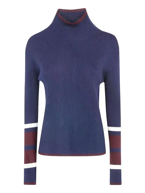 Mantū Ribbed Fine-knit Striped-sleeve Top - Blue