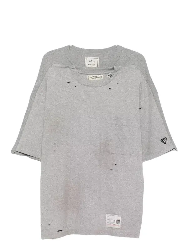 Mihara Yasuhiro Distressed-effect Layered-detail T-shirt - Grey
