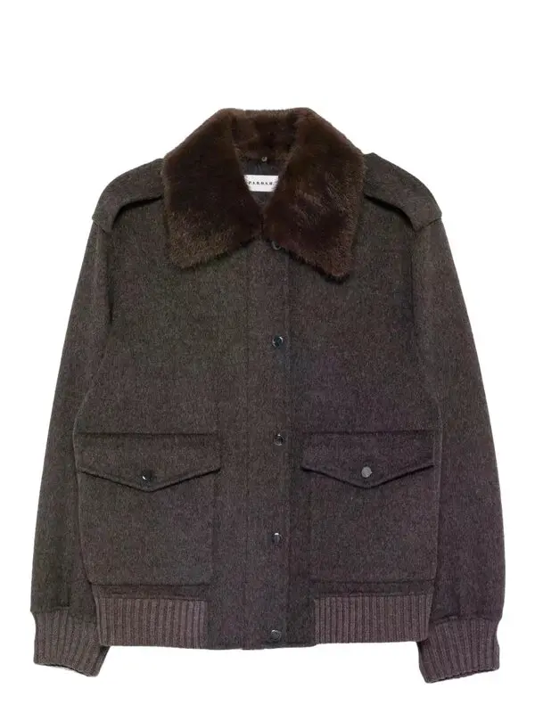 P.a.r.o.s.h Wool Zip-up Jacket With Faux-fur Collar - Brown
