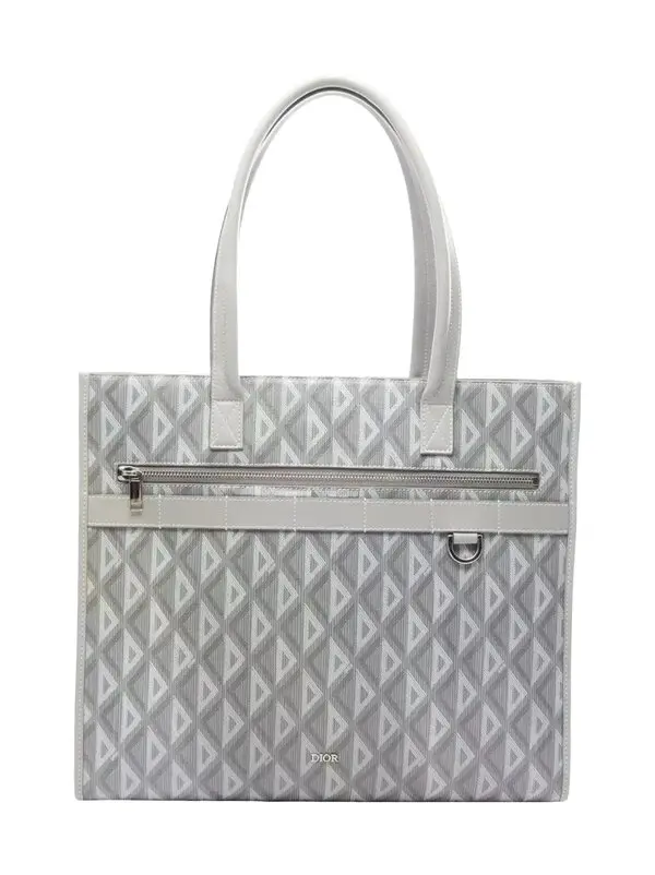 Dior Cd Diamond Coated Canvas Safari Tote Bag - Grey