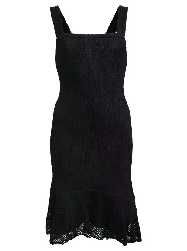 Sandro Square-neck Smocked Dress - Black
