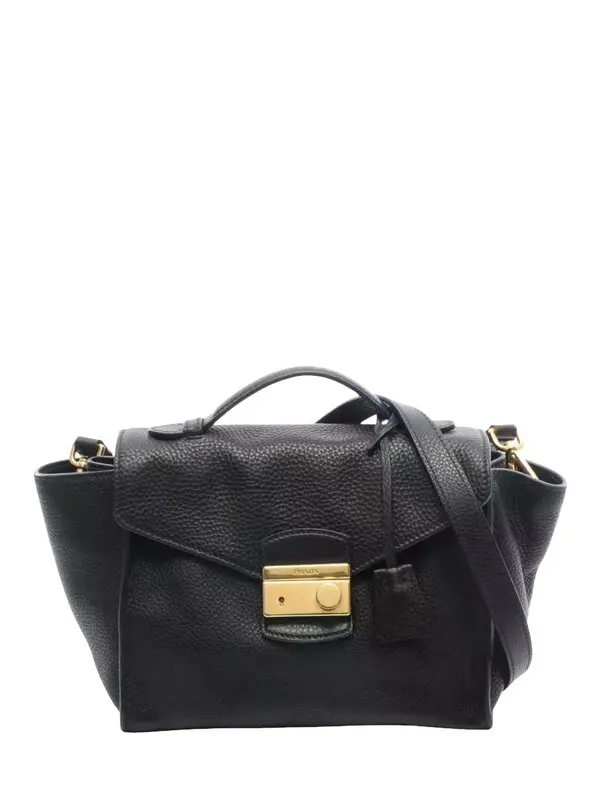 Prada Vitello Daino Soundlock Satchel - Black