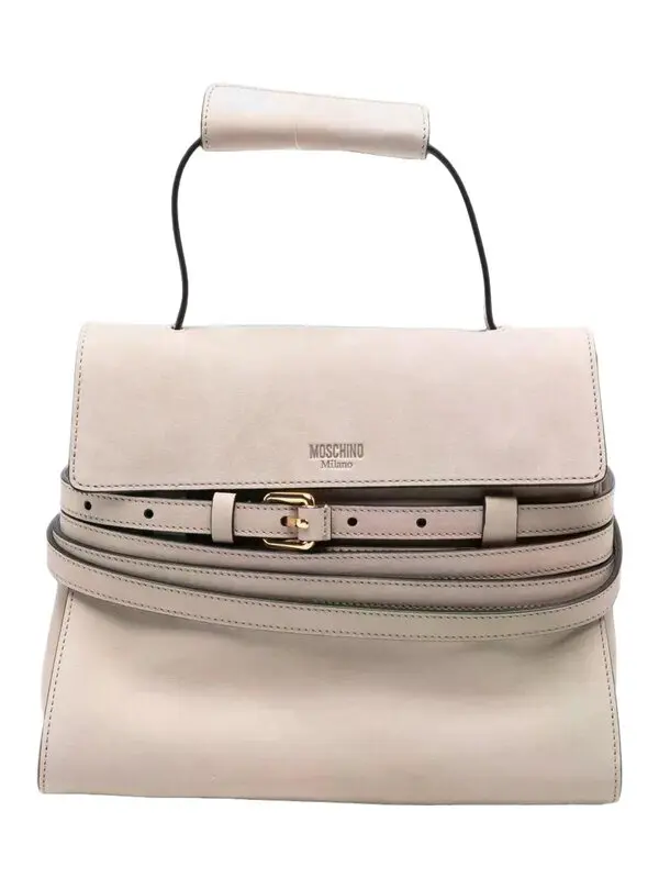 Moschino Belt-detail Leather Shoulder Bag - Neutrals