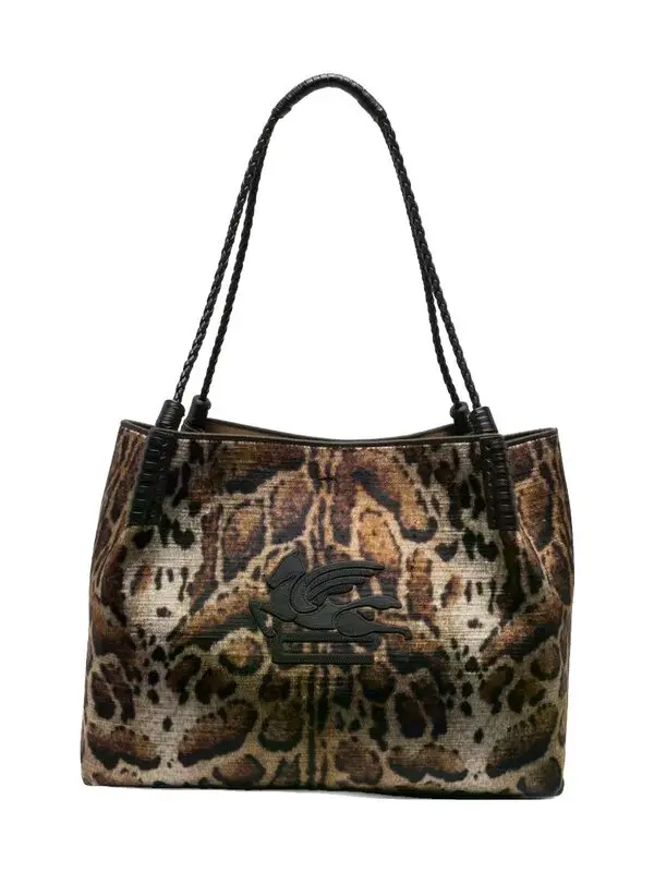 Etro Libra Leopard-print Velvet Tote Bag - Brown
