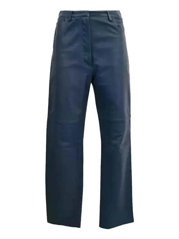 Celine High-waisted Leather Trousers - Blue