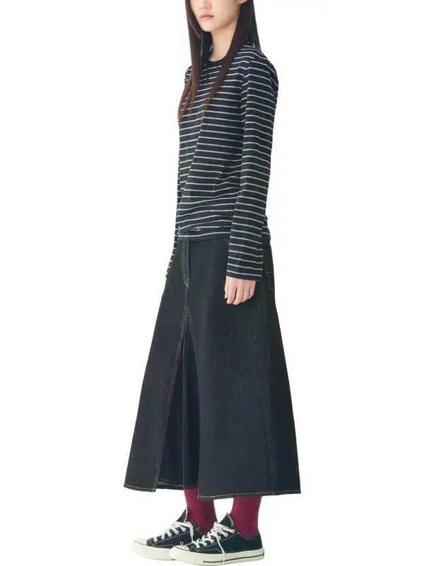 STUDIO TOMBOY Slit-detail Denim Skirt - Black