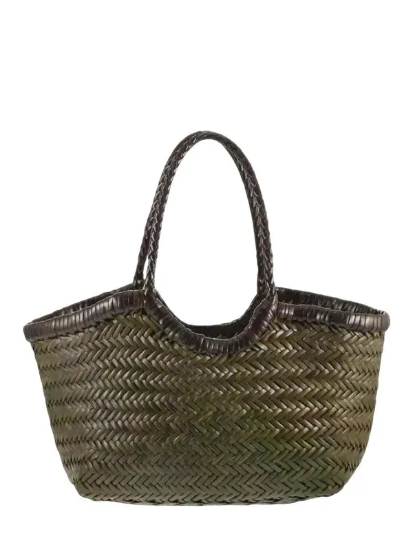 Dragon Nantucket Woven Leather Tote Bag - Green