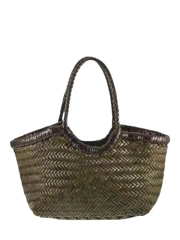 Dragon Nantucket Woven Leather Tote Bag - Green