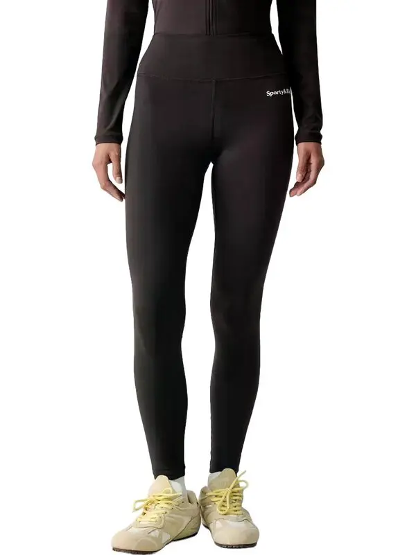 SPORTY & RICH Serif Logo-print Leggings - Black