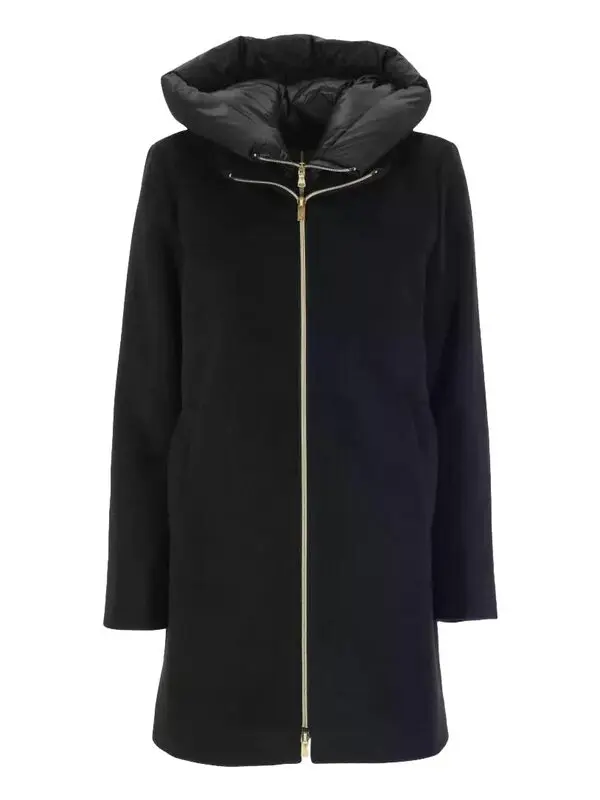 EMME Quilted-hood Zip-up Jacket - Black