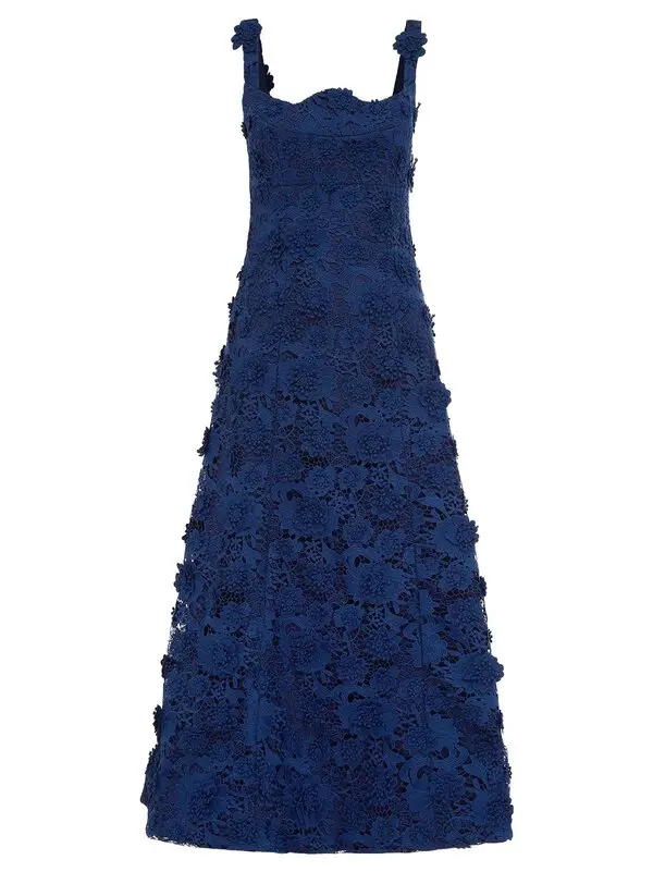 LEO LIN Odette Lace Midi Dress - Navy