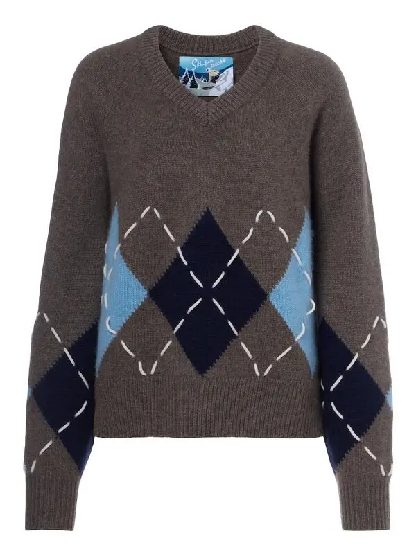 Arch4 Sloane Argyle Cashmere Sweater - Brown