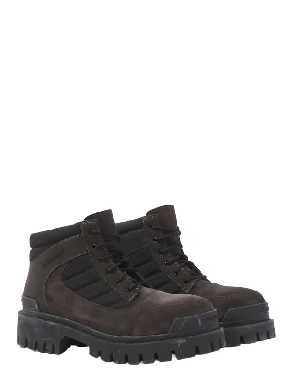 Balenciaga Combat Strike Suede-trimmed Lace-up Boots - Black