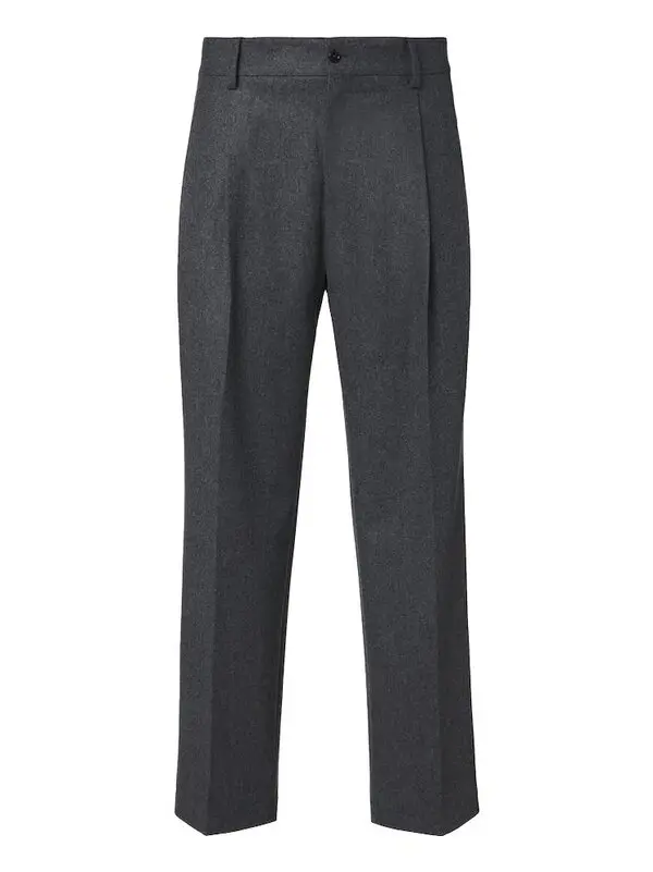 Dolce & Gabbana Virgin Wool Flannel Wide-leg Pants - Grey