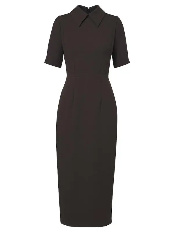 EMILIA WICKSTEAD Valletta Wool Midi Dress - Brown