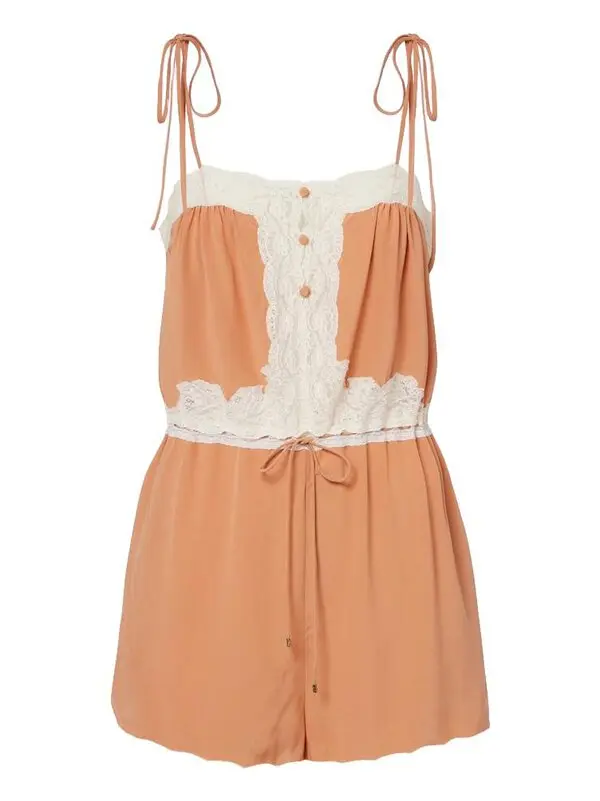 Chloé Silk Lace-trimmed Romper - Pink