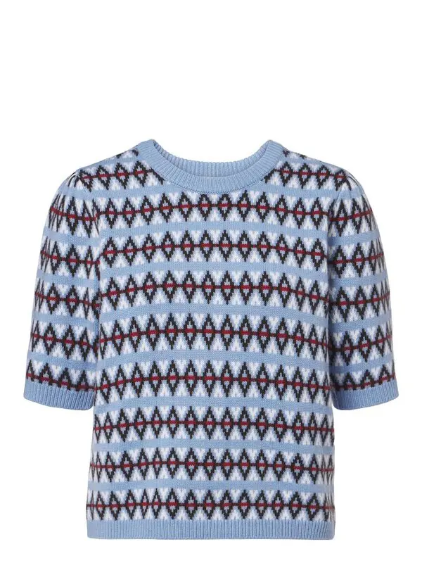 FRAME Jacquard Wool And Cashmere Sweater - Blue
