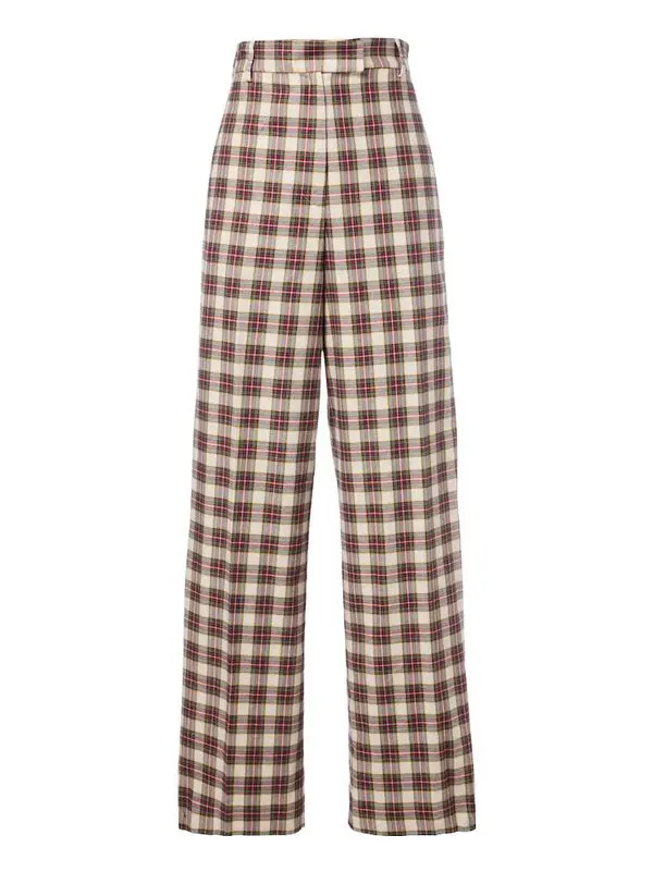 Dries Van Noten Plaid Cotton Flannel Wide-leg Pants - Multicoloured