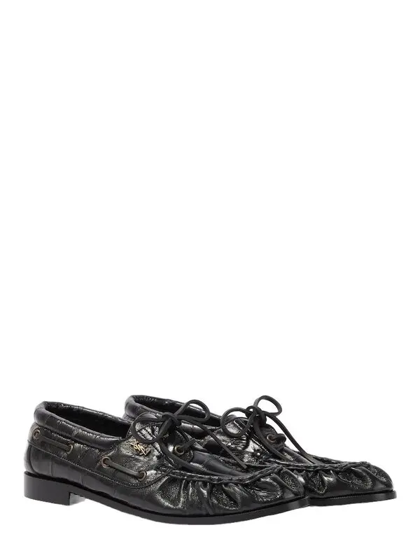 Saint Laurent Le Loafer Leather Boat Shoes - Black