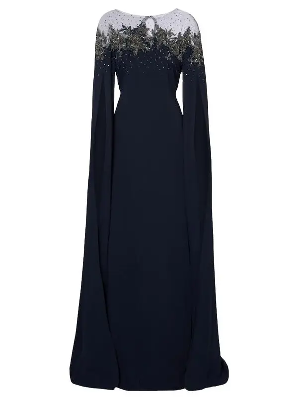Carolina Herrera Embellished Crêpe Gown - Blue