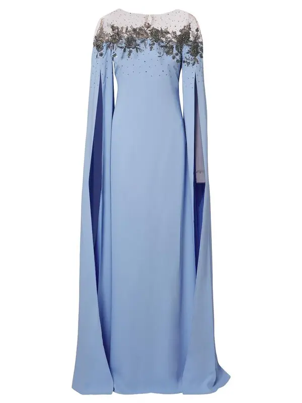 Carolina Herrera Embellished Crêpe Gown - Blue
