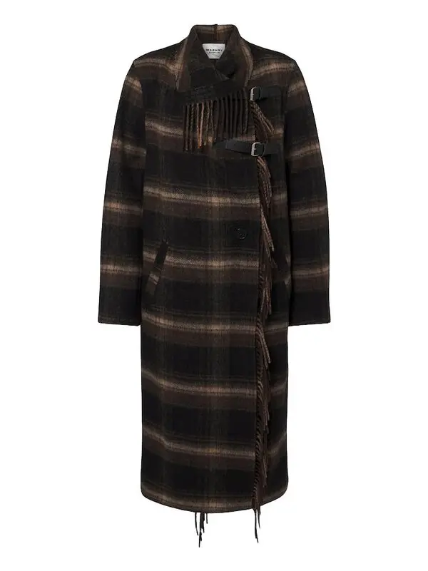 MARANT ETOILE Gihan Plaid Wool-blend Coat - Brown