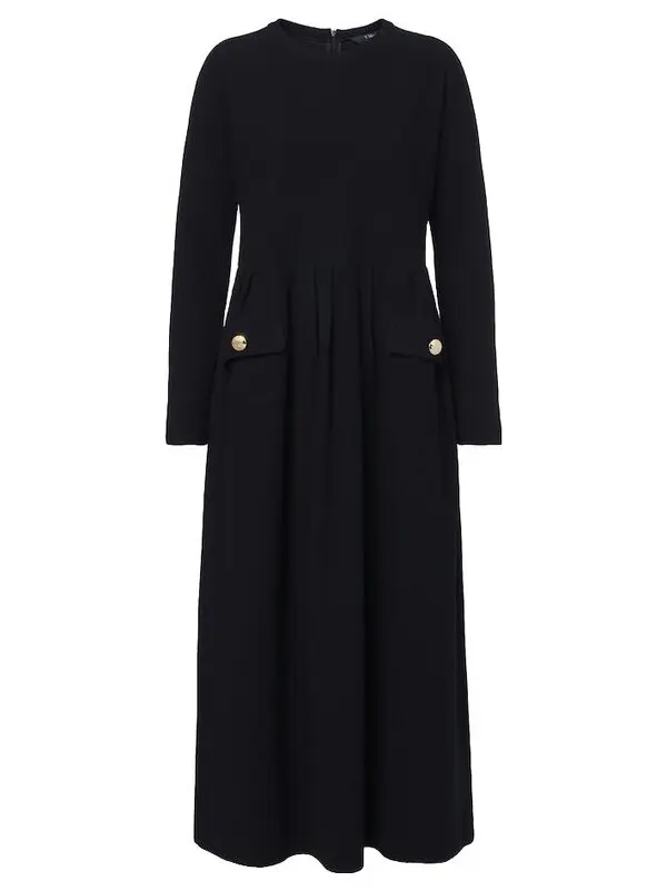 Max Mara Wool And Cotton-blend Midi Dress - Blue