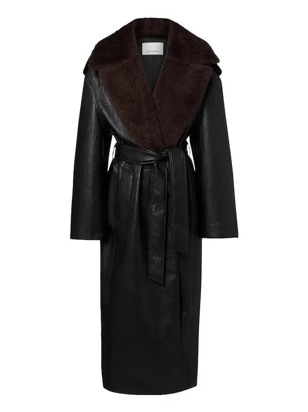 THE FRANKIE SHOP Edra Shearling-trimmed Wrap Coat - Black