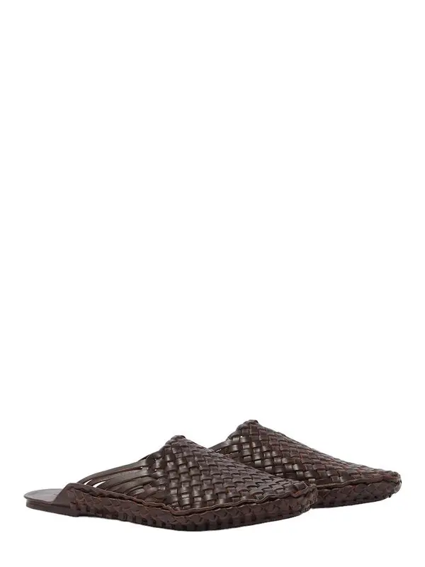 THE ROW Woven Leather Slip-on Shoes - Brown