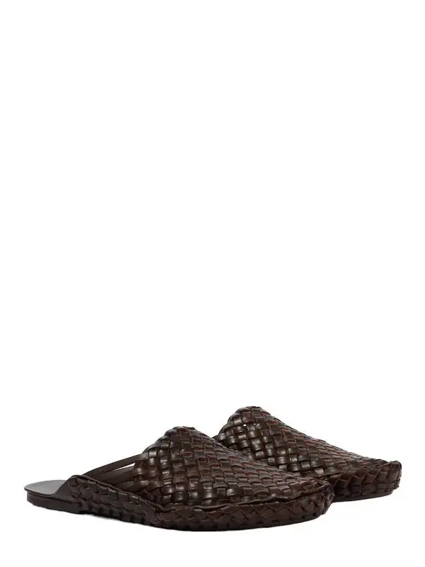 THE ROW Woven Leather Mules - Brown