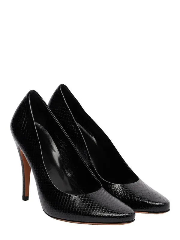 JUDE Jerry Snake-effect Leather Pumps - Black